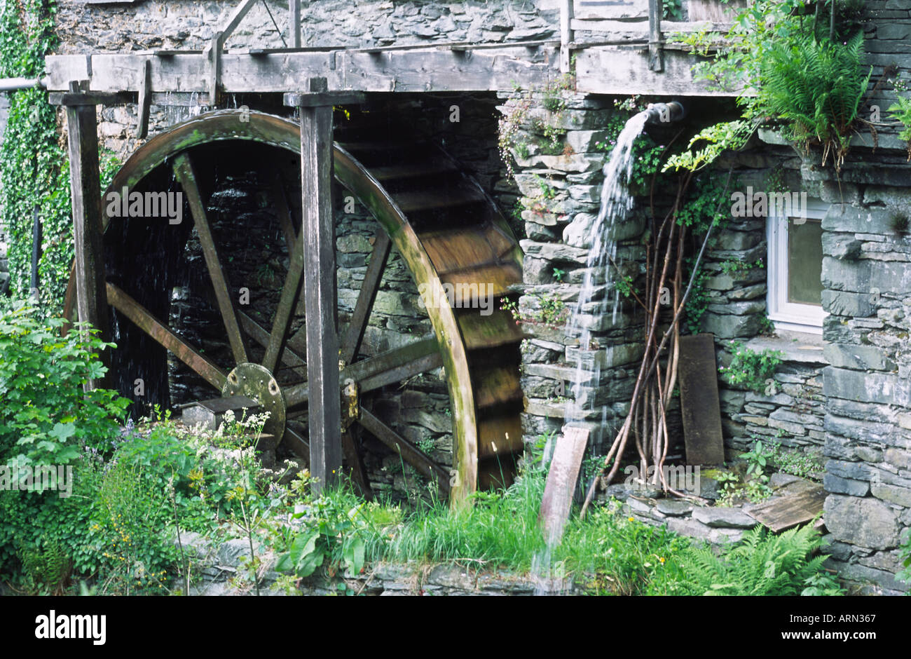 Water wheel of Ambleside water mill Cumbria Stock Photo - Alamy