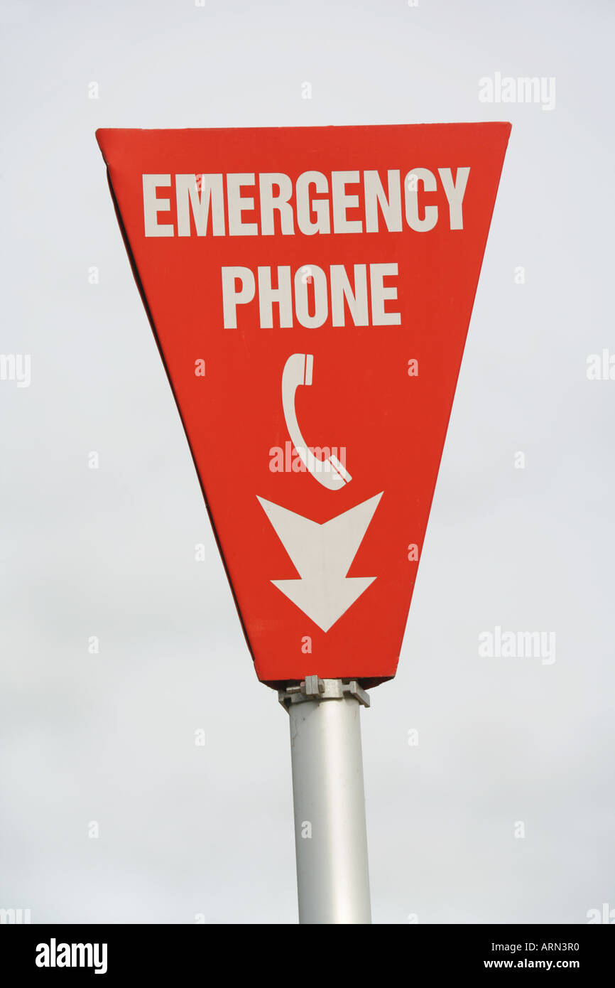 Emergency phone sign, Maldon, Essex, England, UK Stock Photo - Alamy