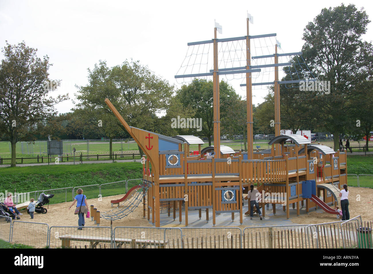 Boating theme children's playground near the river Blackwater estuary ...