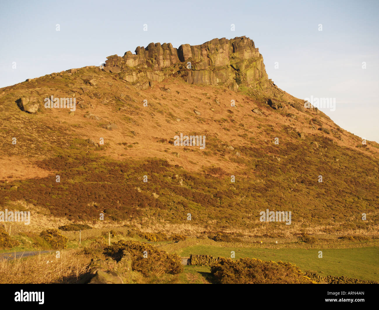 steep outline craggy rock outcrop upland hill top Stock Photo - Alamy