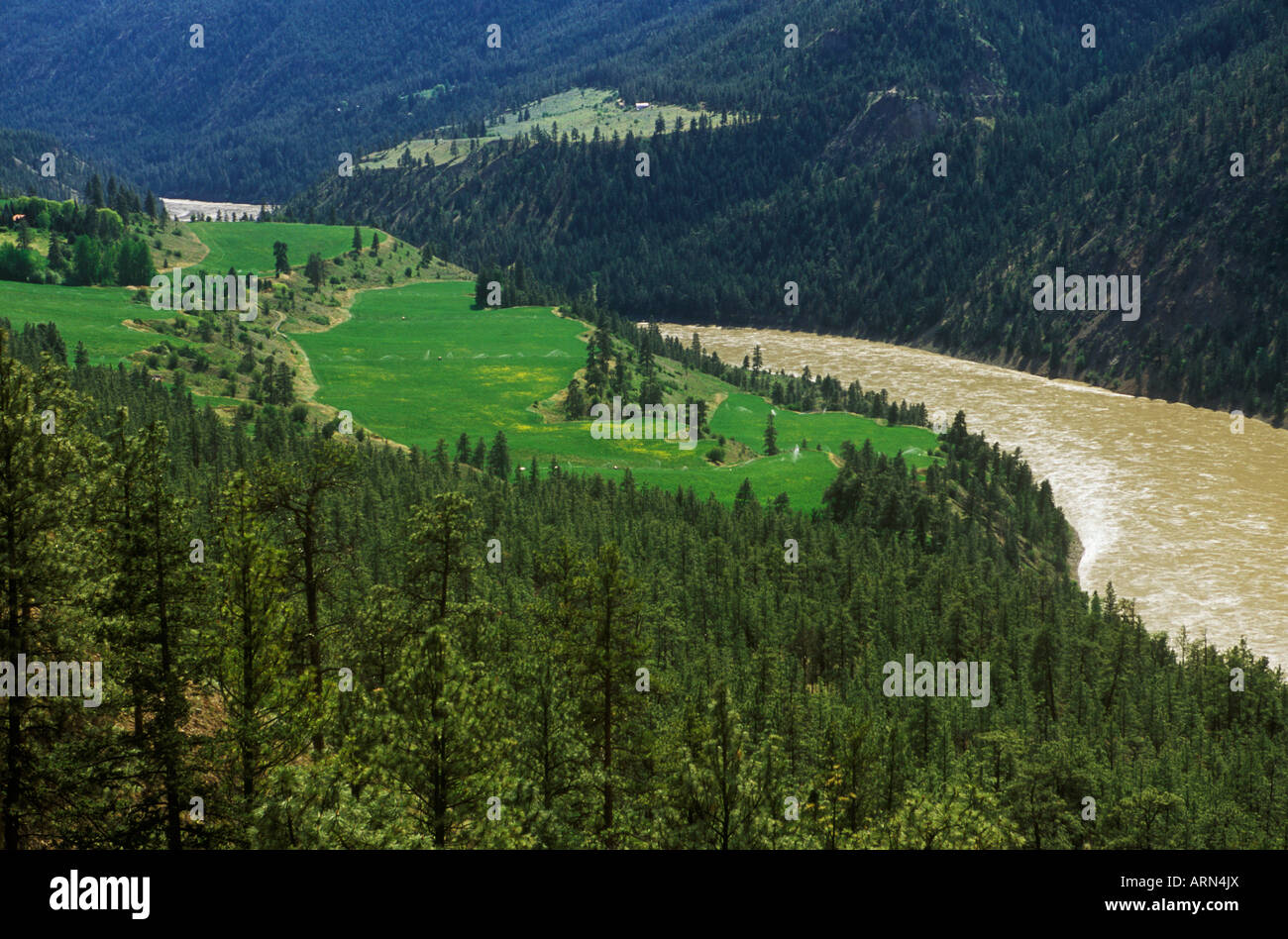 Benchland farm along Fraser river between Lytton and Liilooet, British ...
