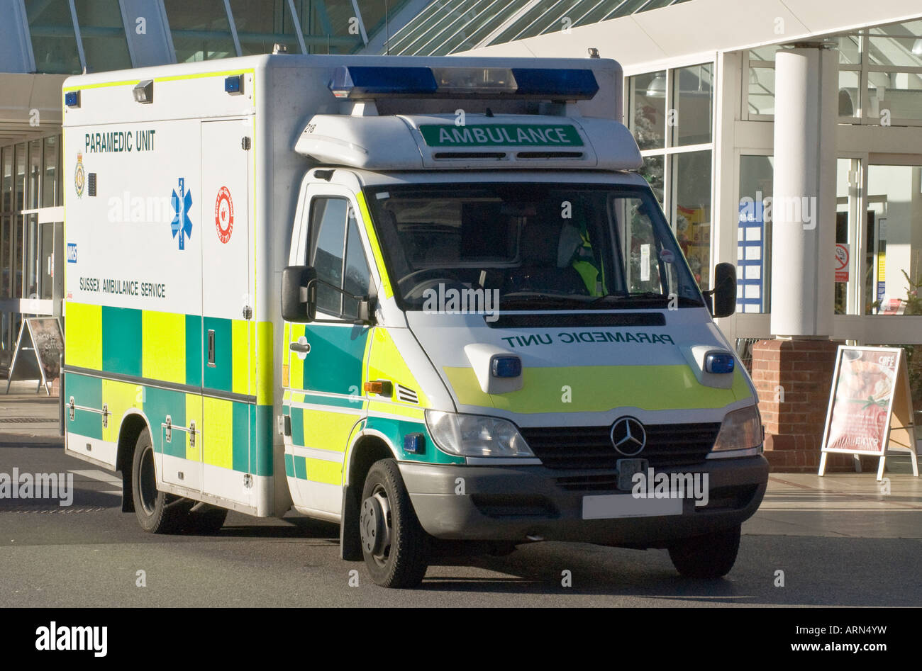 British Ambulance emergency action medic support vehicle Stock Photo ...