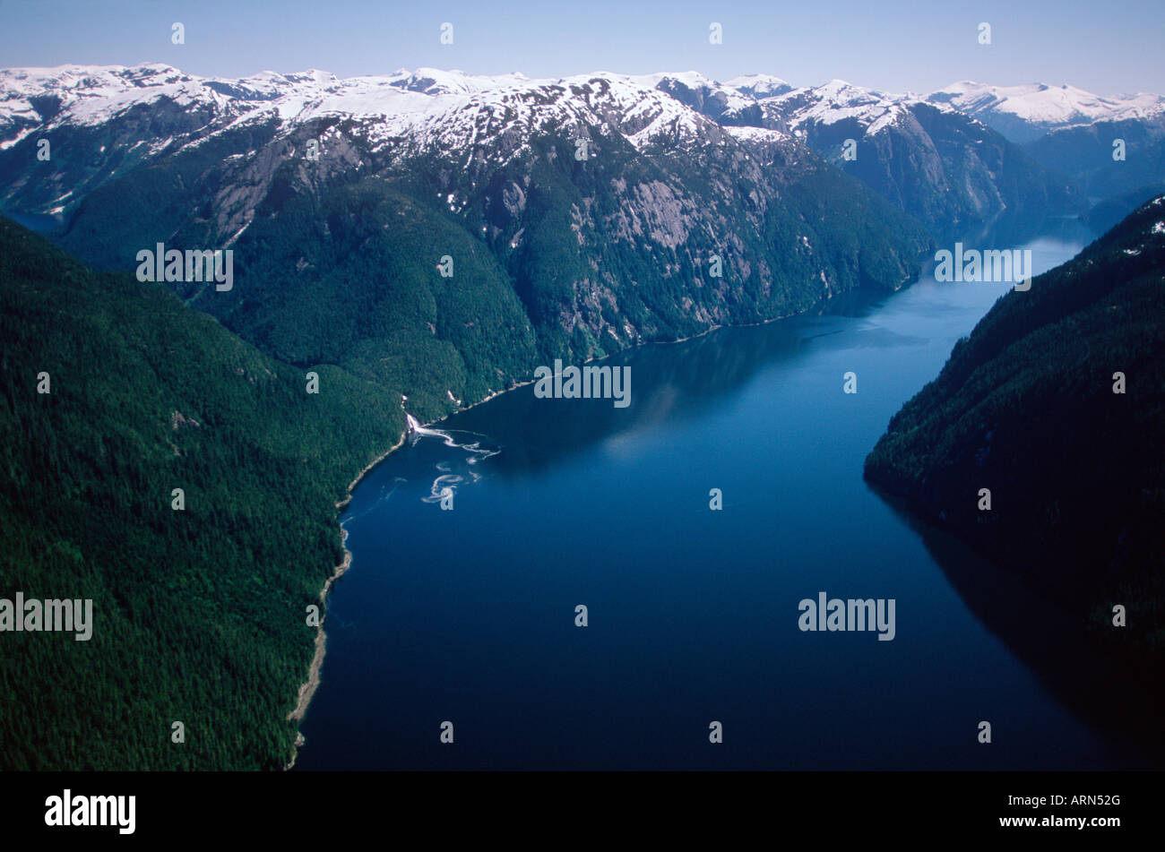 Aerial of kynoch inlet and waterfall hi-res stock photography and ...