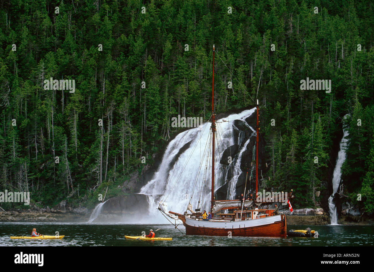 Fiordland Provincial Recreational Area, Kynoch Inlet waterfall with ...