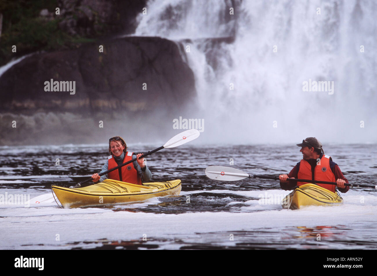 Fiordland Provincial Recreational Area., Kynoch Inlet waterfall with ...