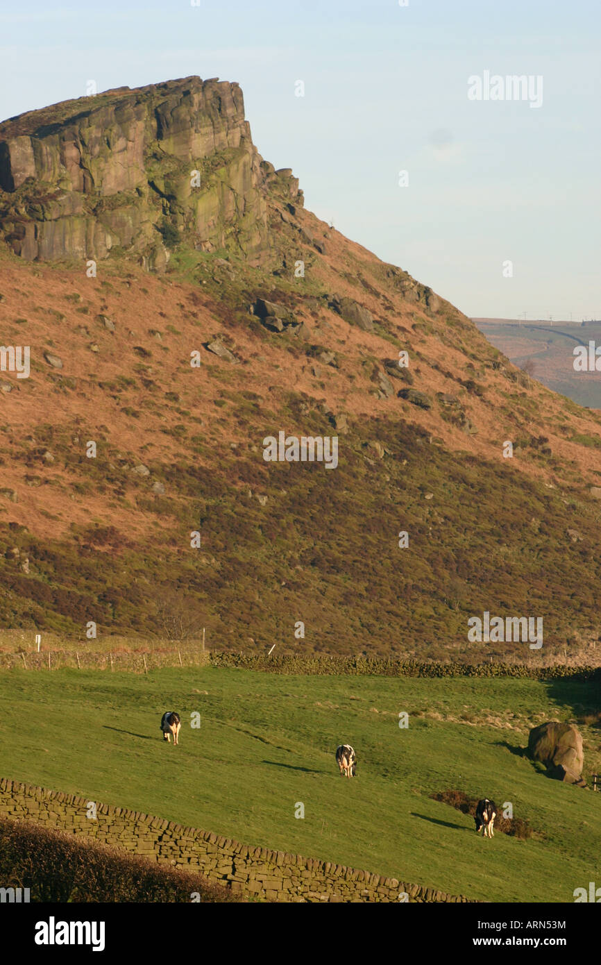 steep outline craggy rock outcrop upland hill top Stock Photo - Alamy