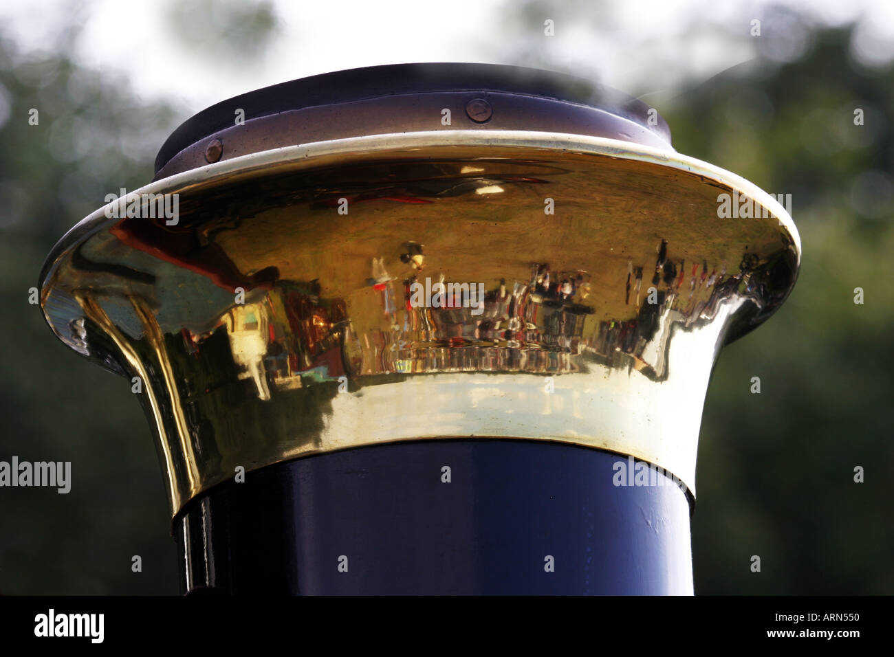Steam Engine Chimney showing polished brass Stock Photo - Alamy