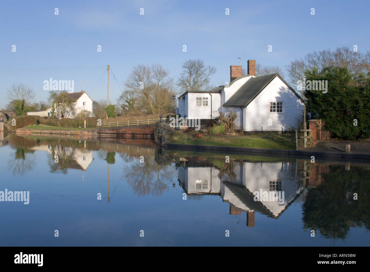 Houses next to lake or river or canal Stock Photo - Alamy