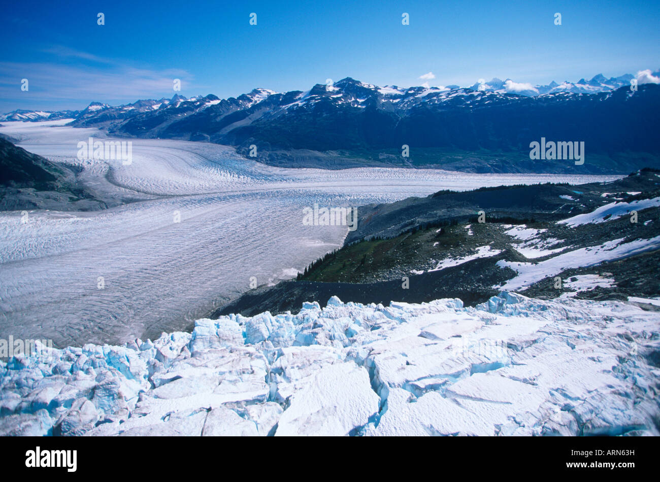 Coast Range, Silverthrone Mountain icefields, Klinaklini glacier ...