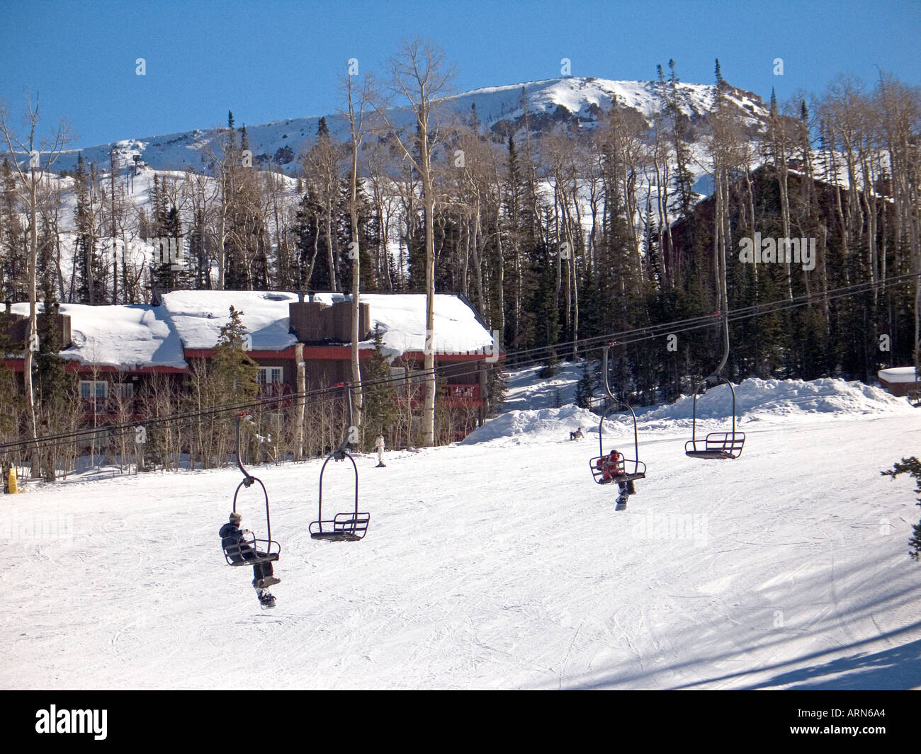 Ski resort lift and condos Stock Photo - Alamy