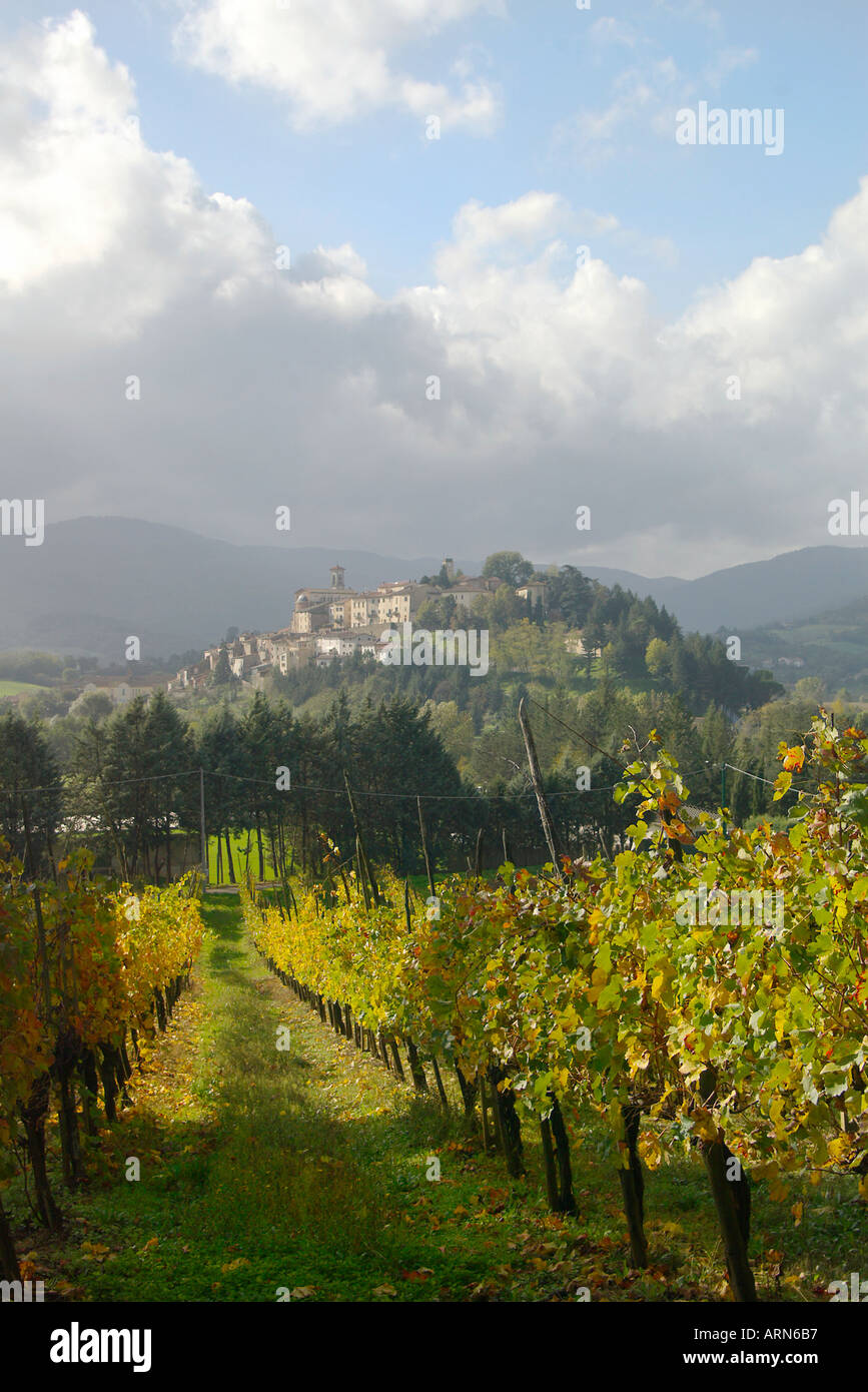 The renaissance town of Monterchi Tuscany in Italy blue sky above the ...