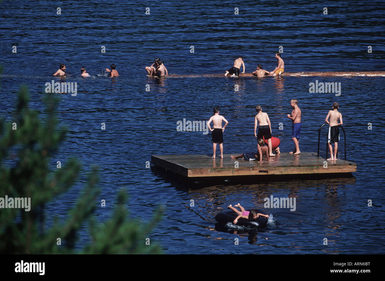 Summer camp lake dock hi-res stock photography and images - Alamy