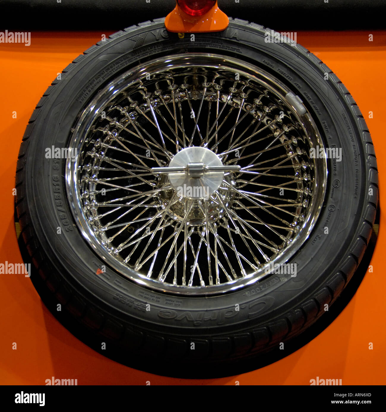 Rear view of Morgan car showing spare tyre Stock Photo - Alamy