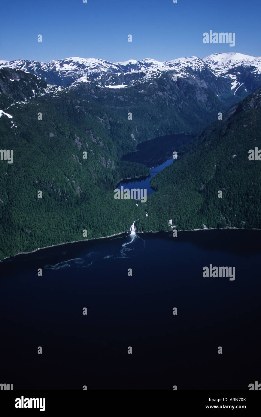 Central Coast along Inside Passage, aerial of Kynoch Inlet showing ...