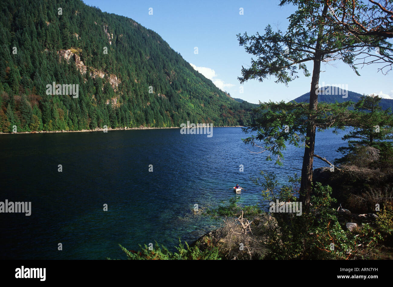 Harmony Islands Provincial Marine Park, yachtsman in dinghy, Jervis ...