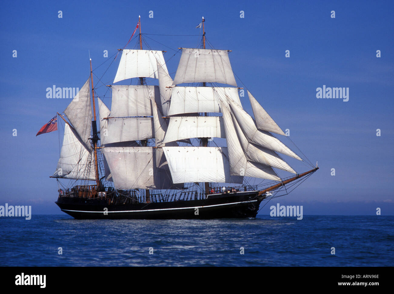 Tall ship kaskelot rigged as a 19th century 3 masted barque under sail ...
