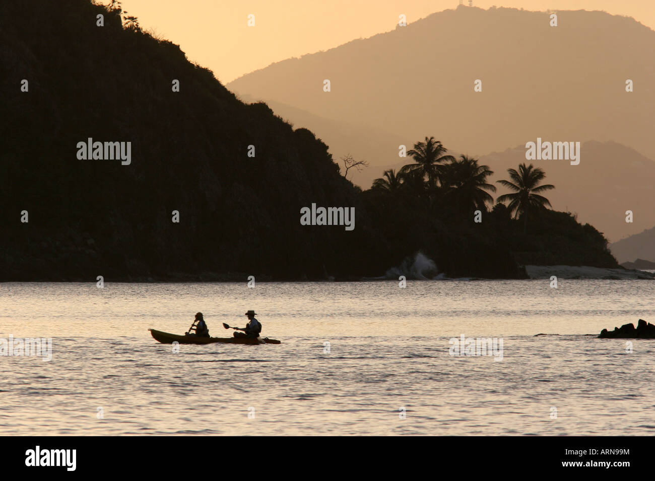 Cinnamon Bay kayak sunset St John Stock Photo - Alamy