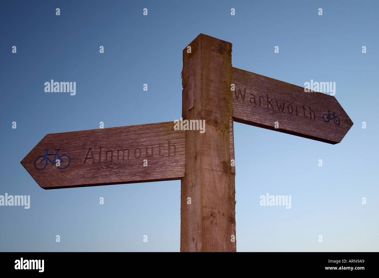Warkworth and Alnmouth Wooden Signpost in Alnmouth Northumberand North ...