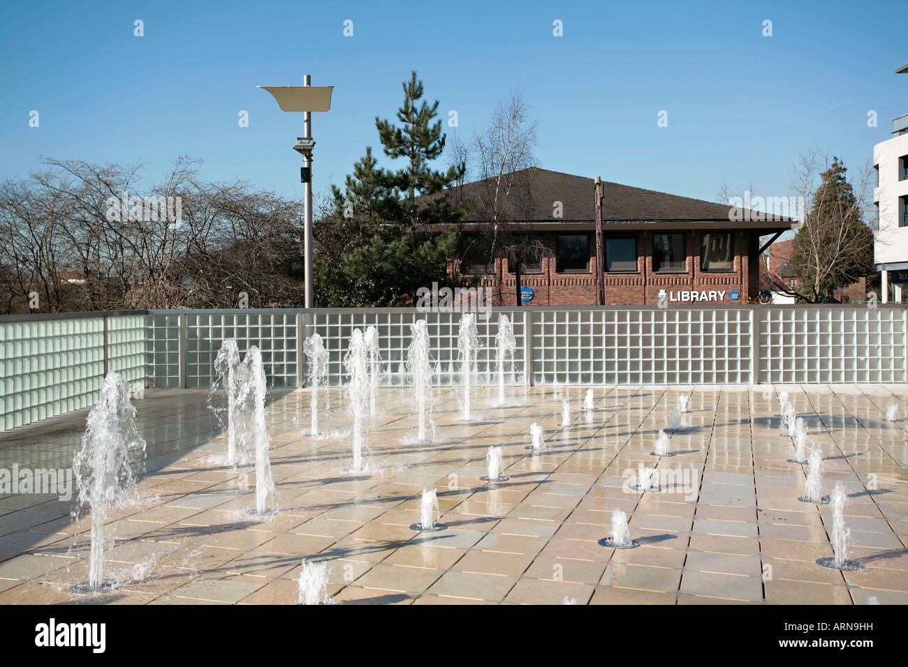 Horsham Library With Water Feature In Front West Sussex England UK horsham-library-with-water-feature-in-front-west-sussex-england-uk