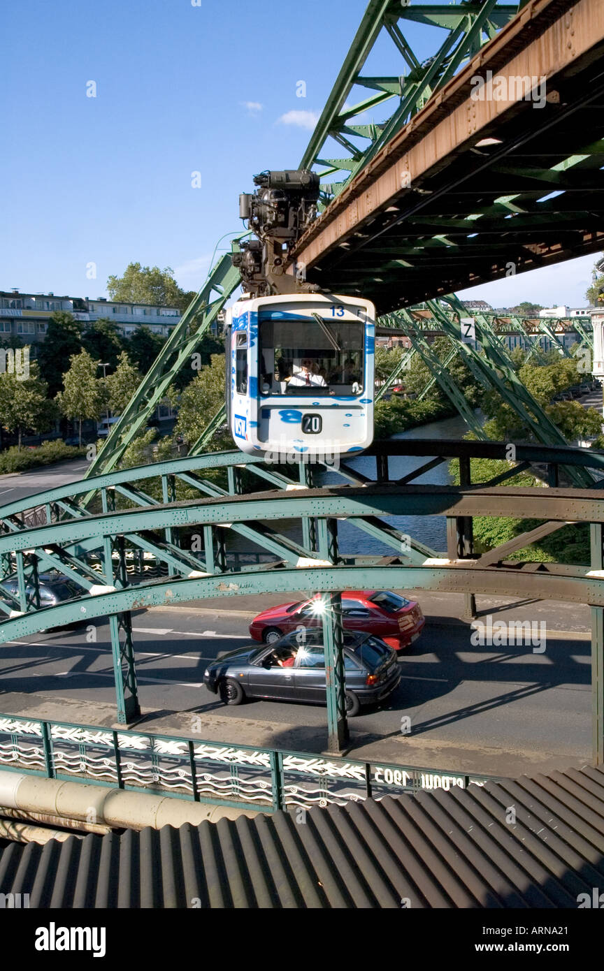 The Schwebebahn Monorail in Wuppertal, Germany, a overhead hanging ...
