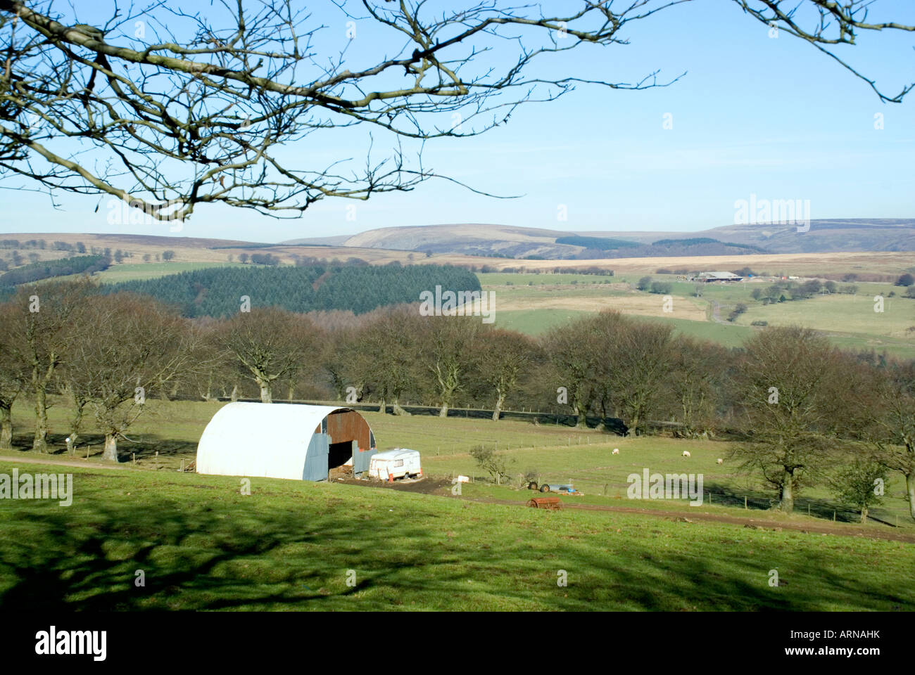 view across the ebbw valley from mynydd pen y fan near crumlin south ...