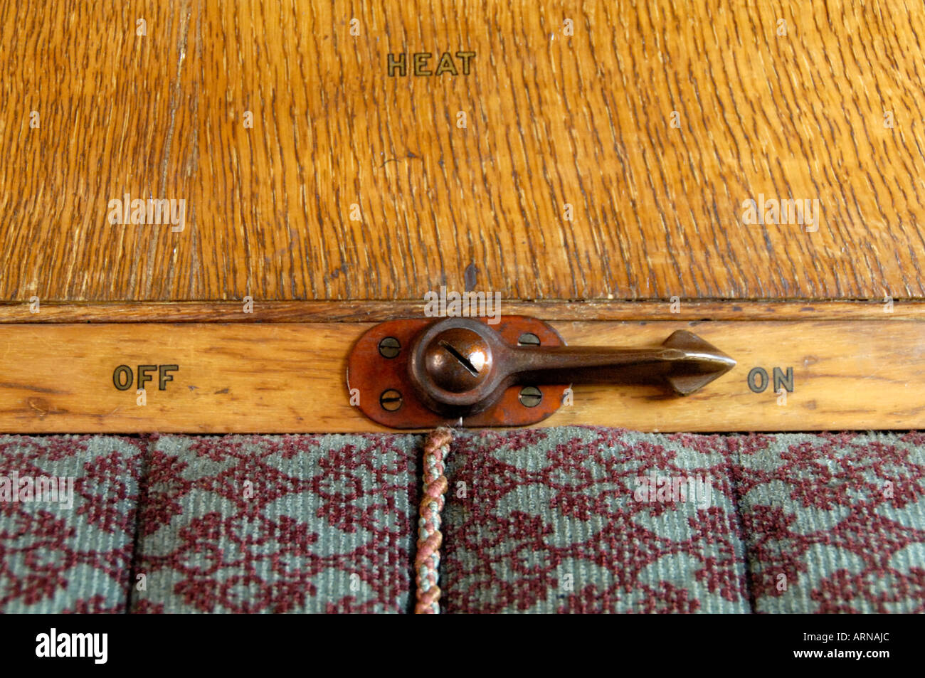 Heating control switch in a victorian railway carriage Stock Photo - Alamy