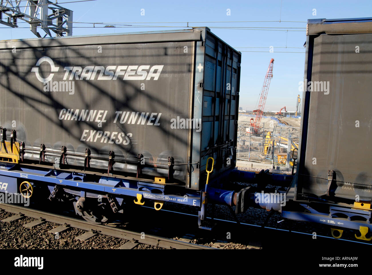 UK Containers at Stratford station with Olympic Park construction in ...