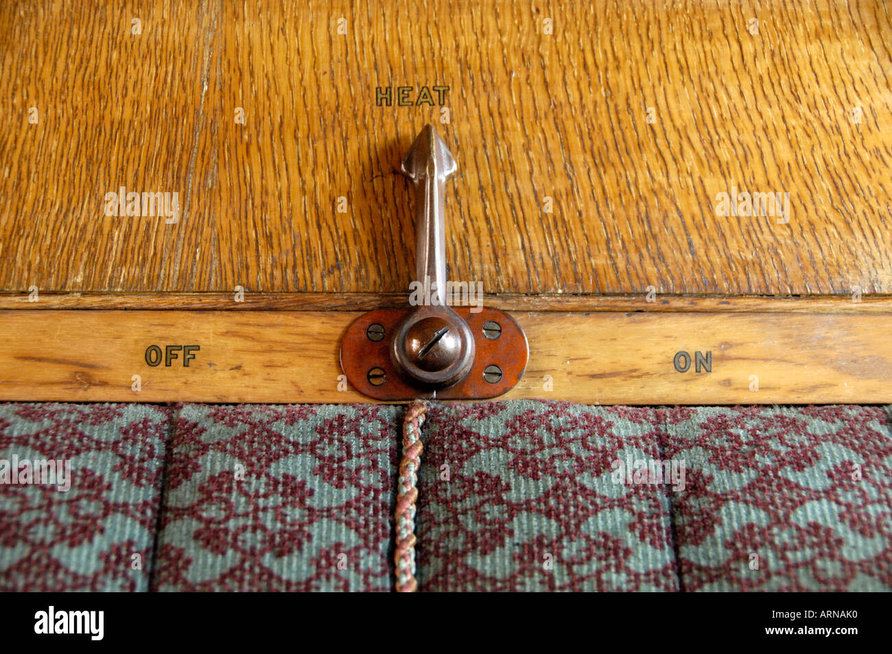 Heating control switch in a victorian railway carriage Stock Photo - Alamy