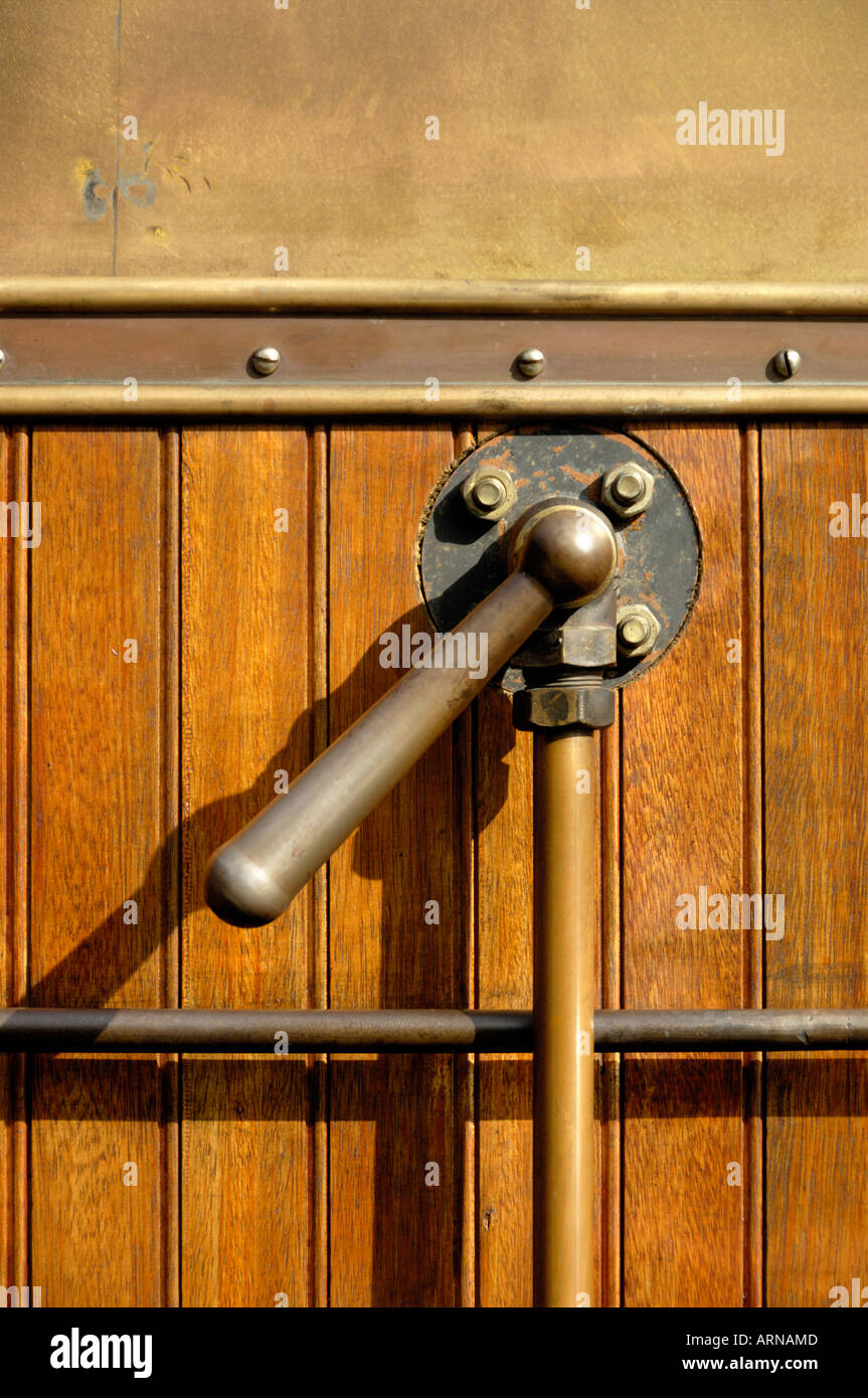 Copper pipe and lever on steam engine Stock Photo - Alamy