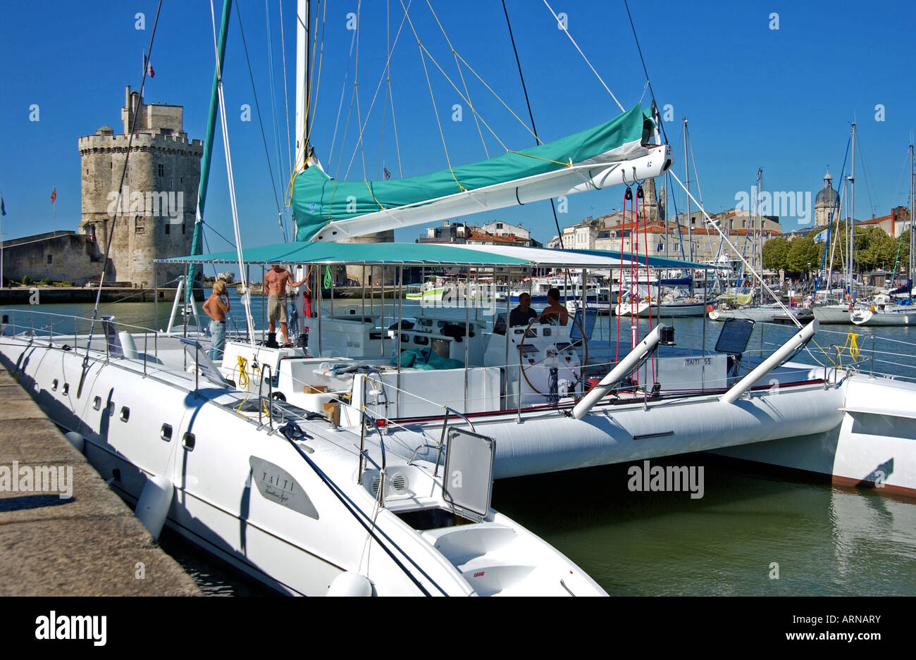 Catamaran at Old Port of La Rochelle, France Stock Photo - Alamy