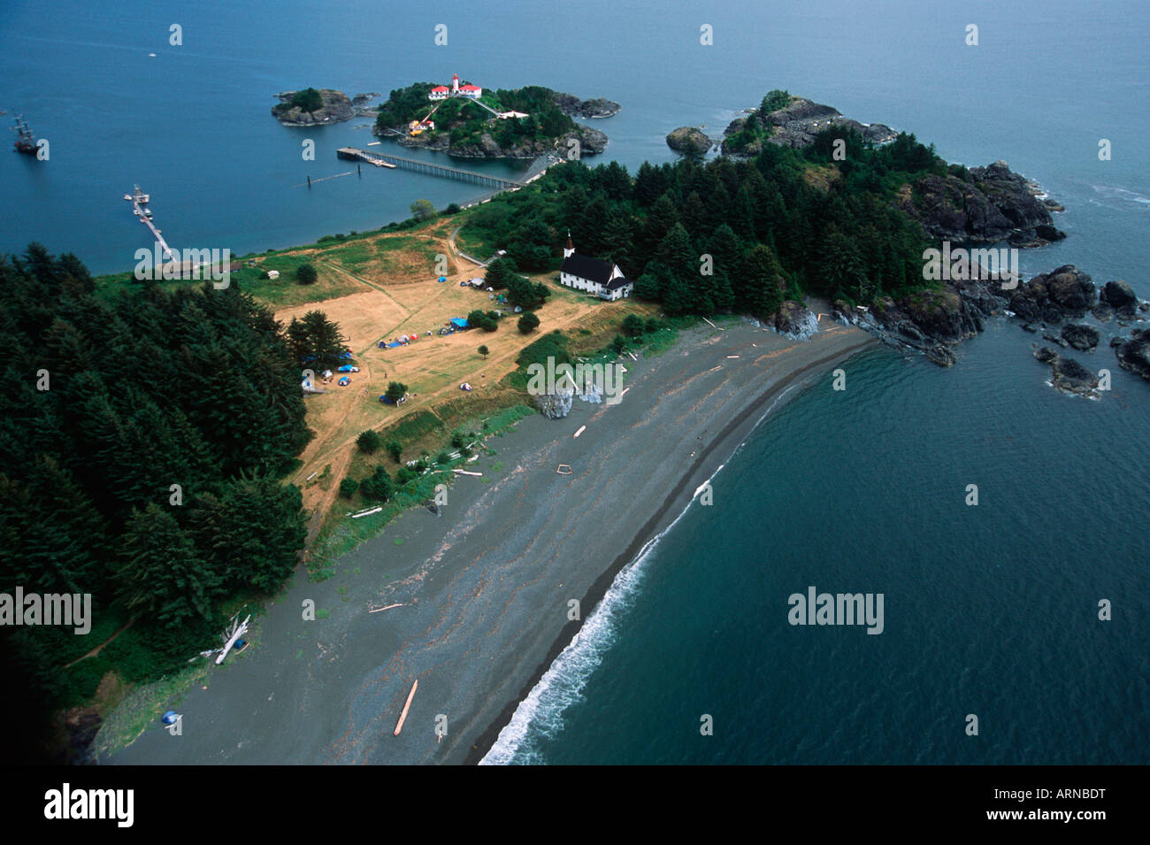 (Friendly Cove) aerial, Yuquot, Vancouver Island, British Columbia ...