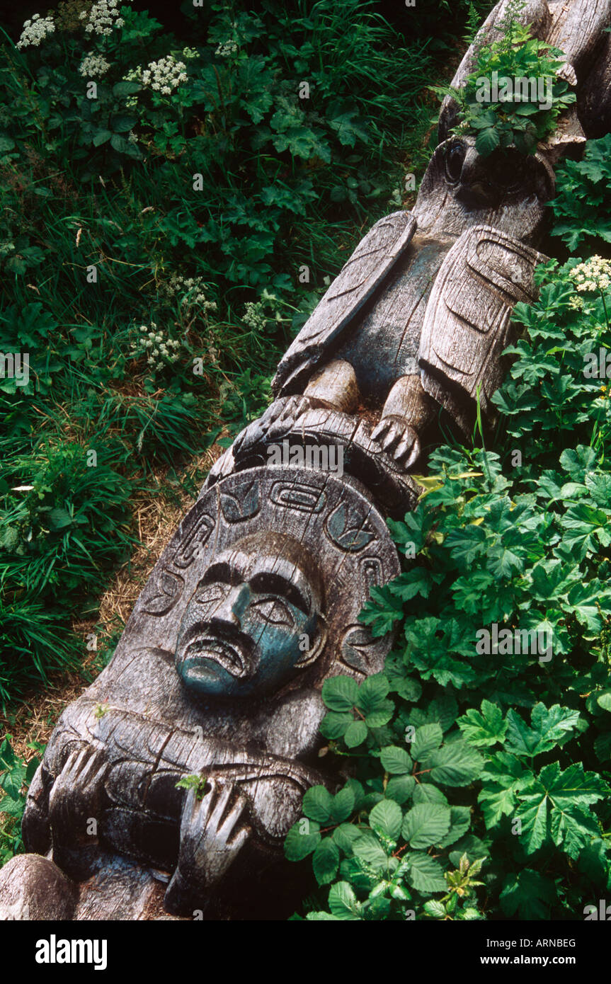 (Friendly Cove) Fallen totem pole, yuquot, Vancouver Island, British ...