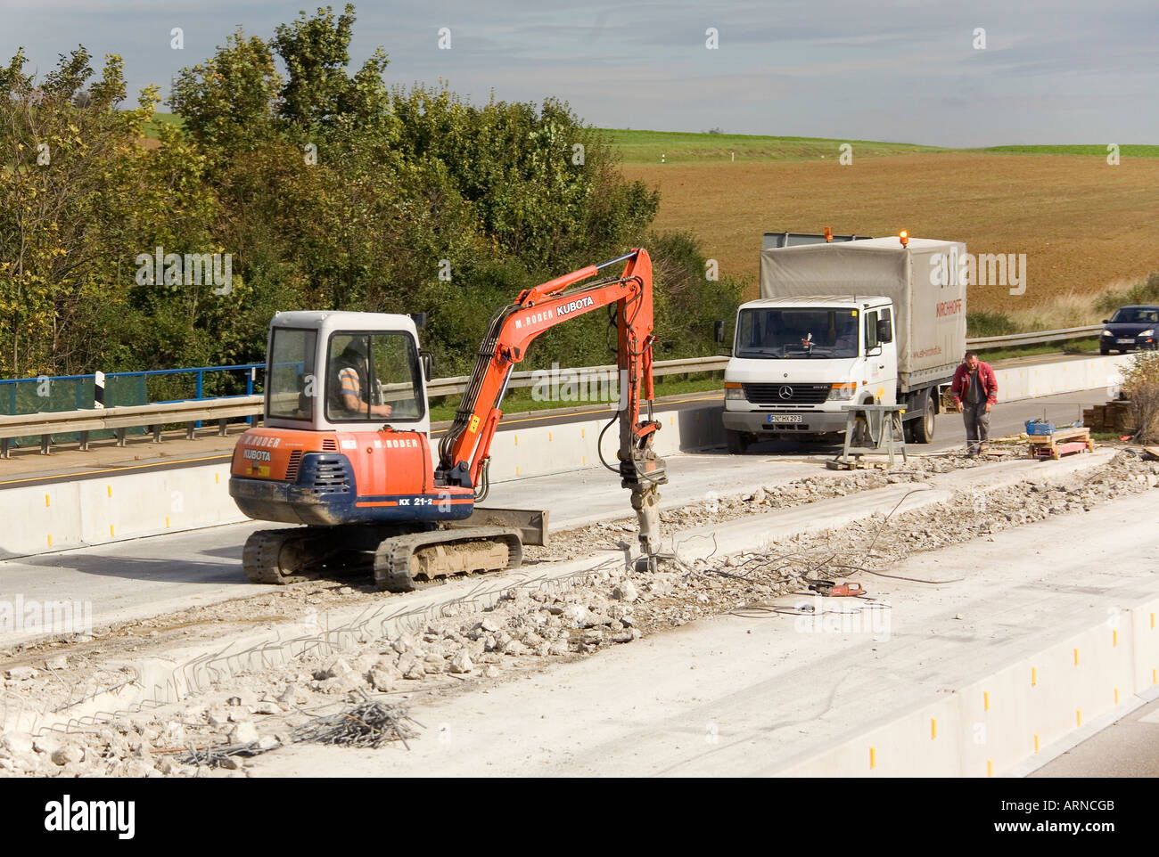 Road works on way hi-res stock photography and images - Alamy