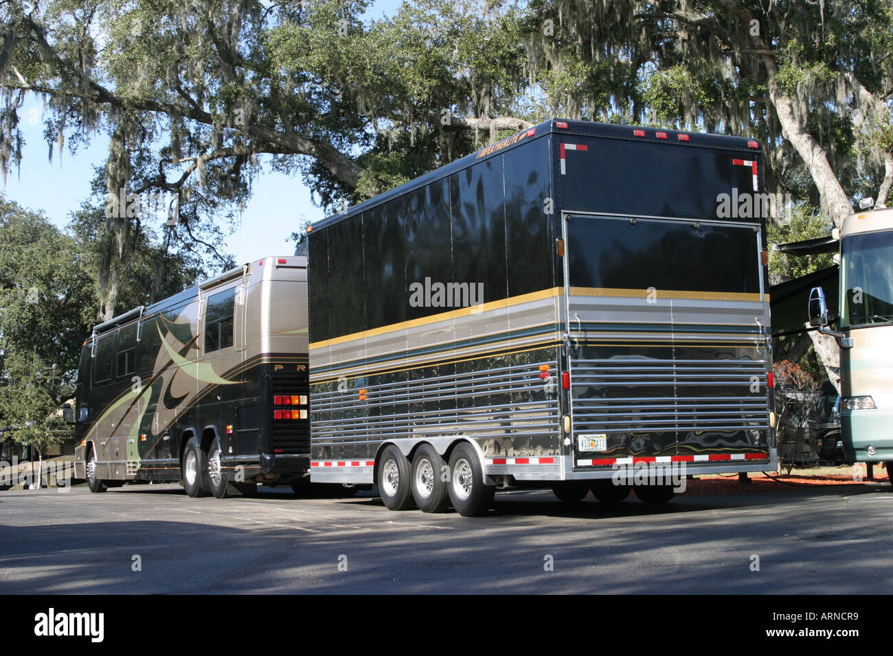 Luxury RV with three axel trailer, Coach, USA Stock Photo - Alamy