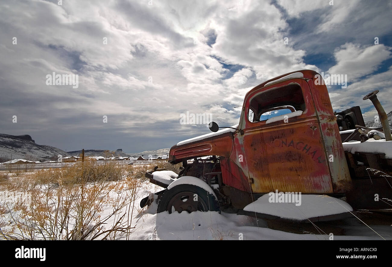 Old rust cars in field near Golden Colorado taken with wide angle lens ...