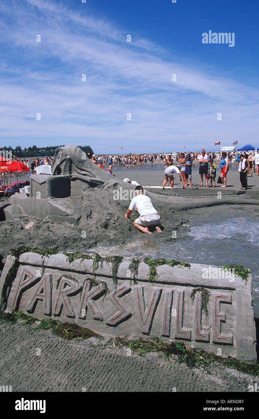 Parksville beach sandcastle contest, Vancouver Island, British Columbia ...