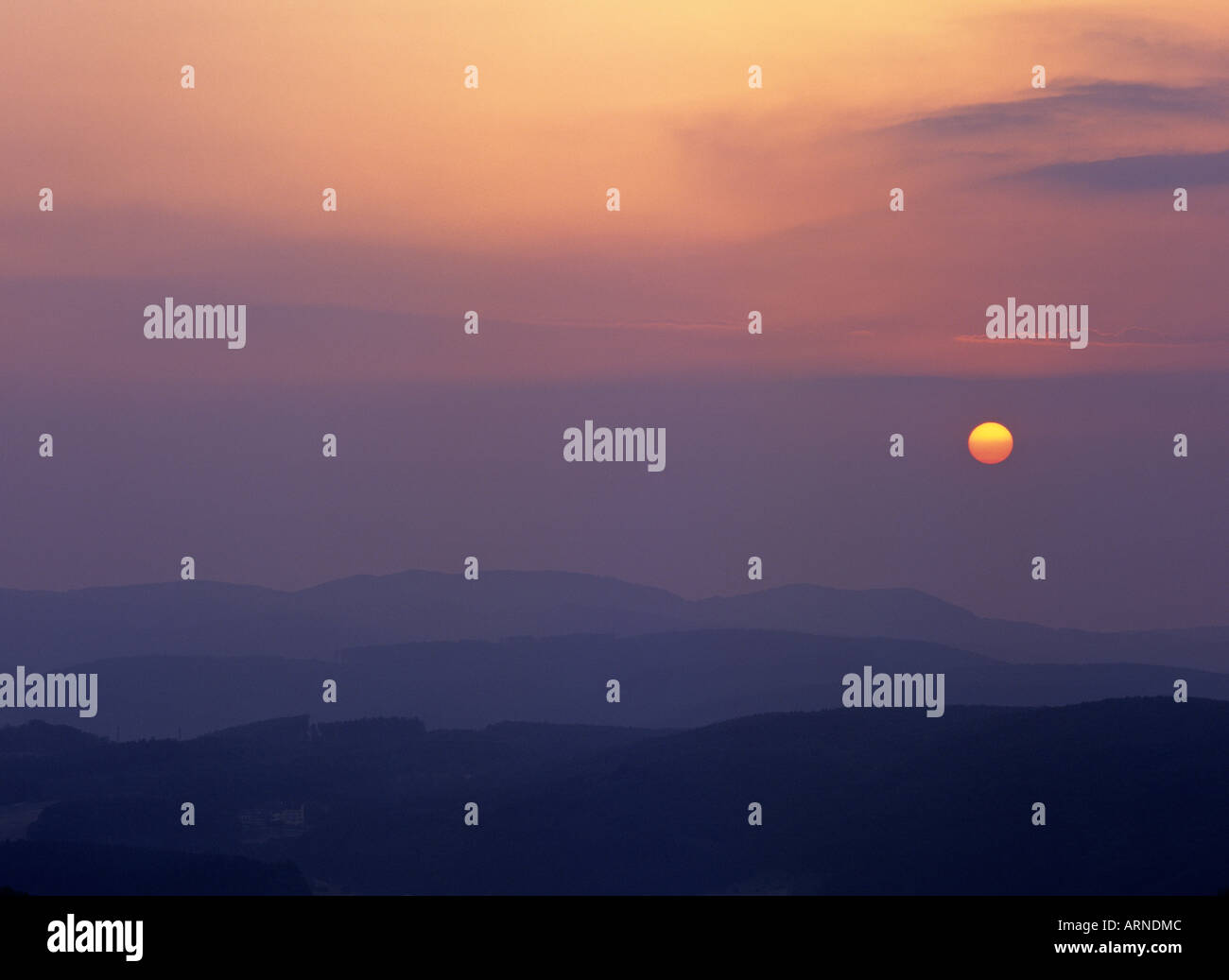 Sunrise over the Wienerwald (forest near Vienna), Arnstein, Lower ...