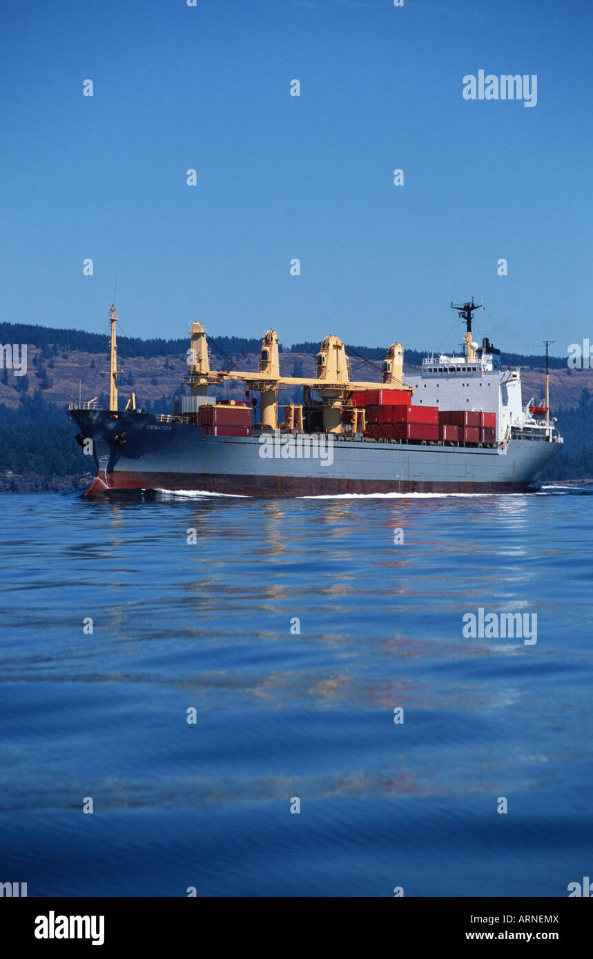 Container ship transits the gulf islands hi-res stock photography and ...