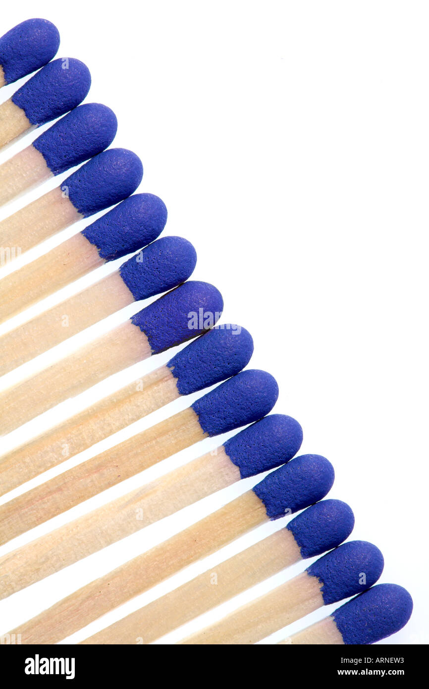 Matches with blue heads, symbol for order or community, makro, cut out ...