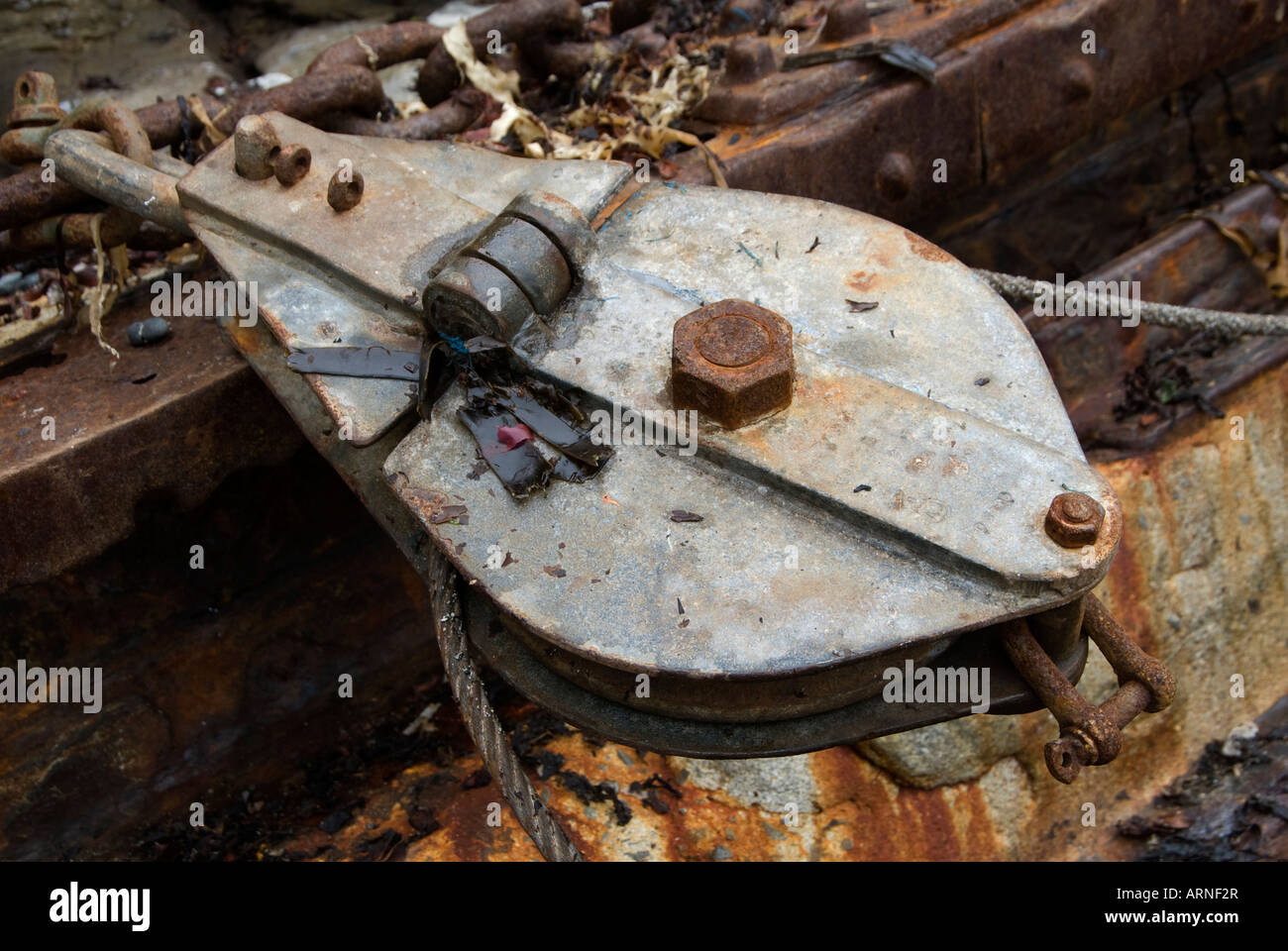 Rusty Block and Tackle Stock Photo - Alamy