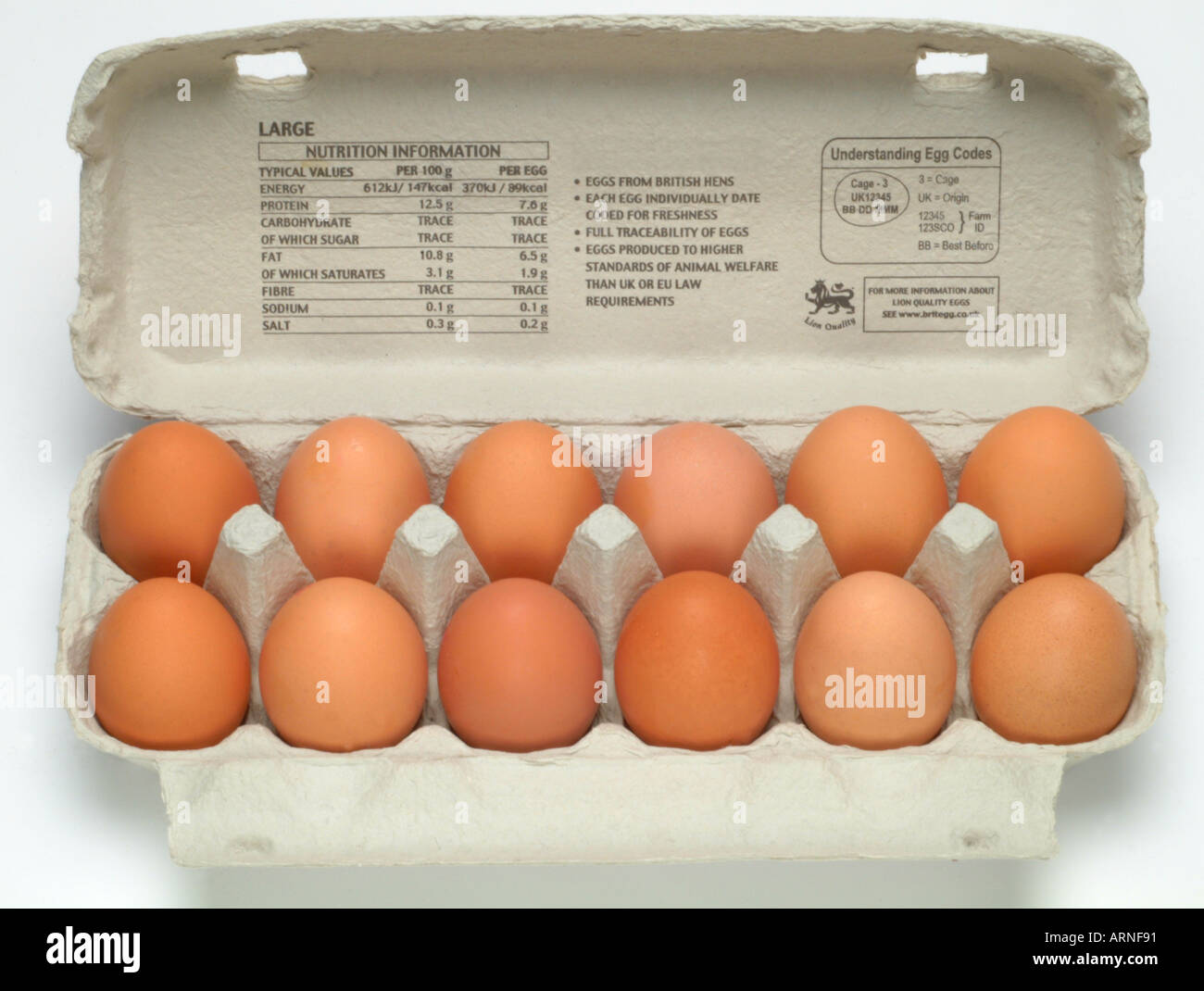 Dozen 12Egg Fresh raw brown shell hen chicken farm eggs poultry Stock ...