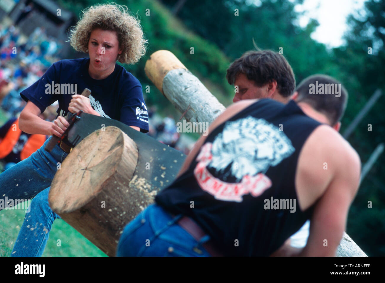 Logger sports event - mixed bucking, British Columbia, Canada Stock ...