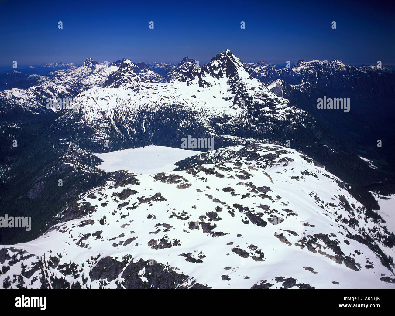 Strathcona Park, aerial of highest peaks of Vancouver Island, British ...