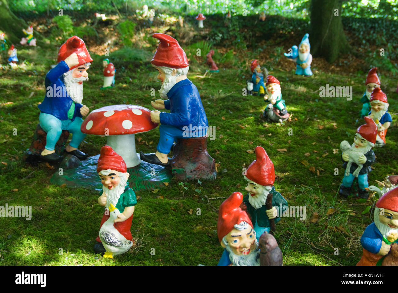 Gnomes at the Gnome Reserve, Devon, UK Stock Photo - Alamy