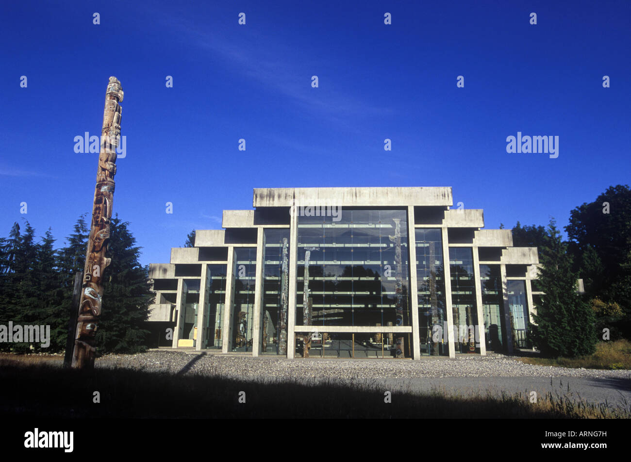 Totem poles on the grounds of the University of British Columbia Museum ...