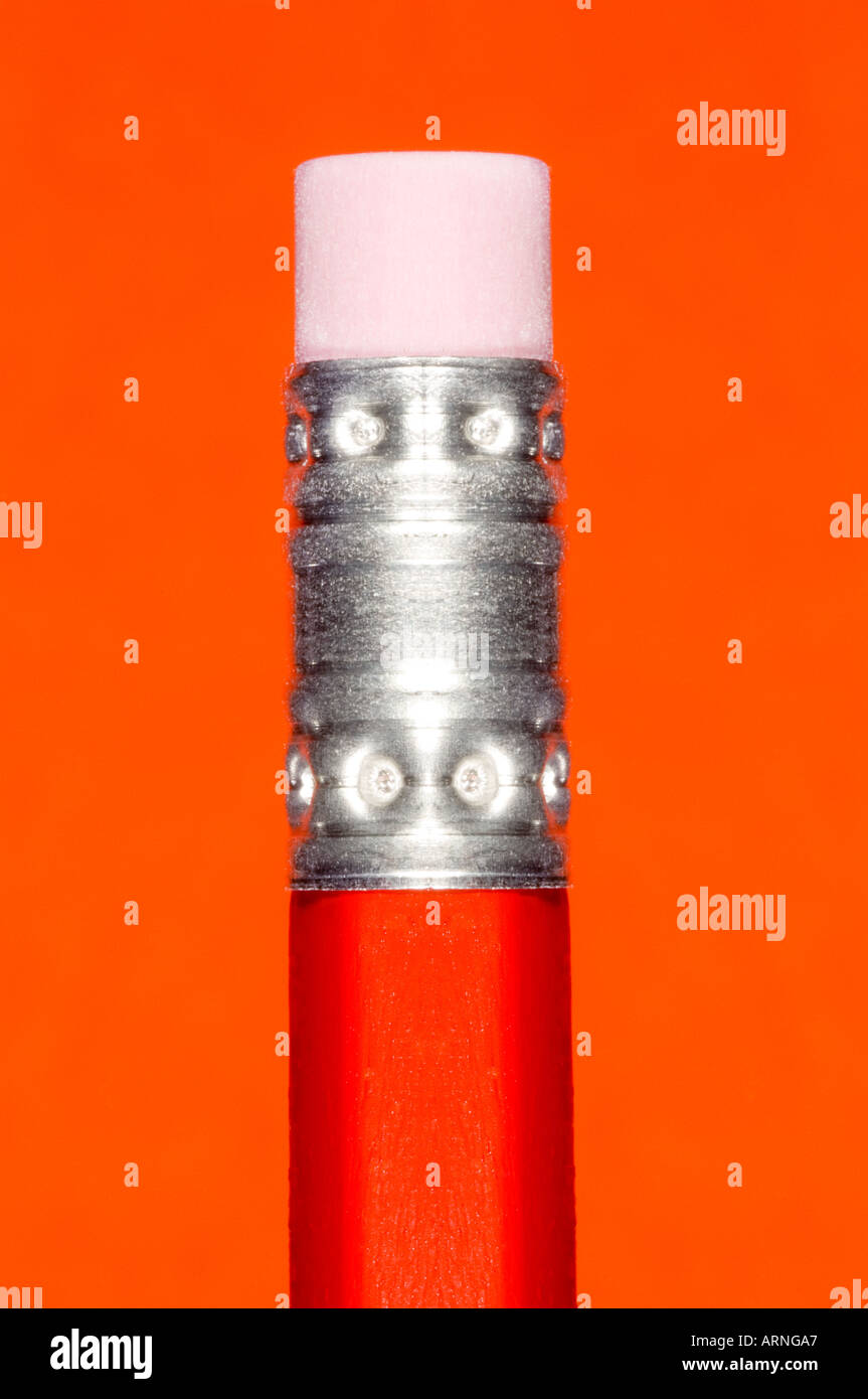 Close-up of red pencil eraser against red background Stock Photo - Alamy