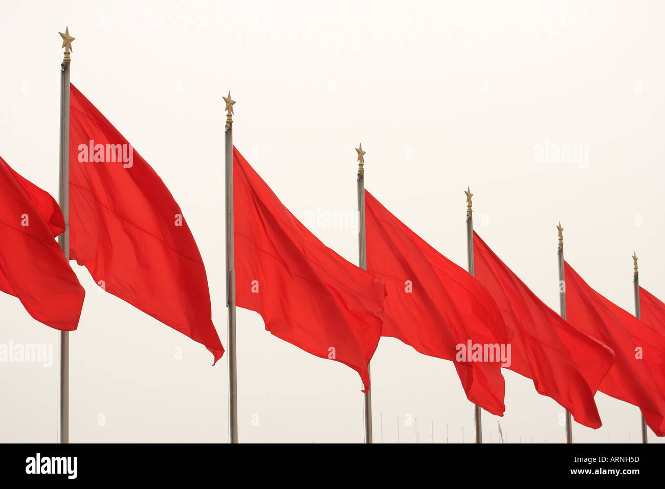 red flags in Tiananmen Square in Beijing China Stock Photo - Alamy