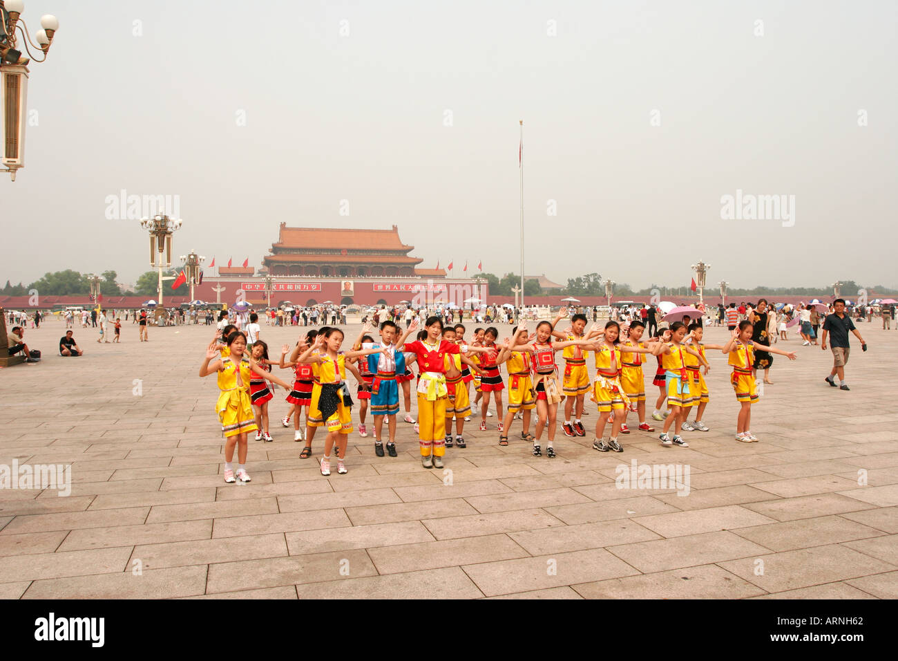 Chinese School party in Tiananmen Square in Beijing China Stock Photo ...