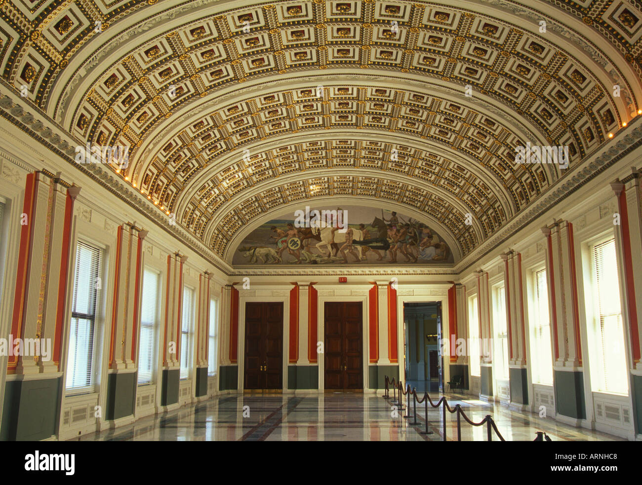 Library Of Congress building, Washington DC. Ornate ceiling interior ...