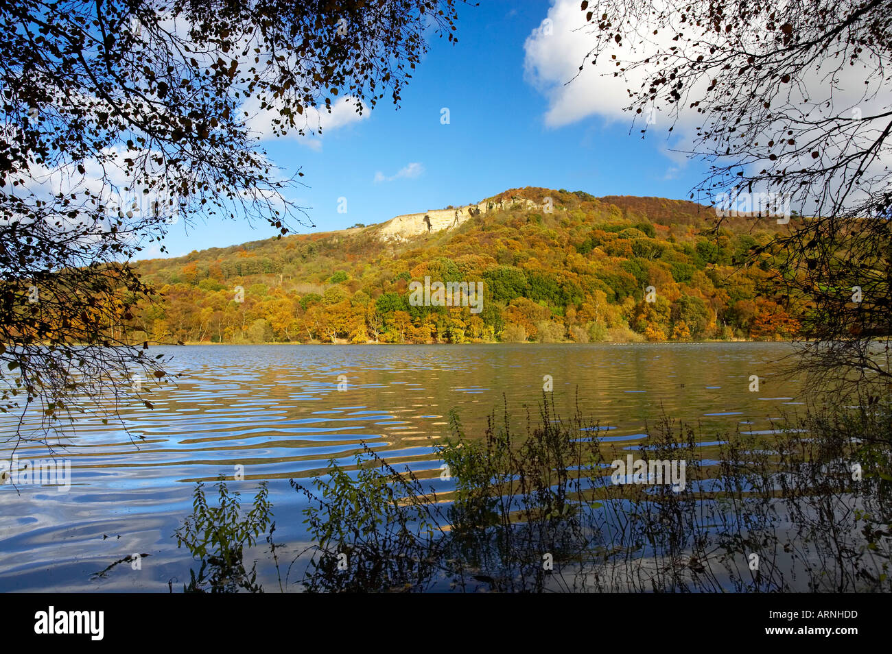 Lake Gormire and Whitestone Cliff in Autumn below Sutton Bank North ...